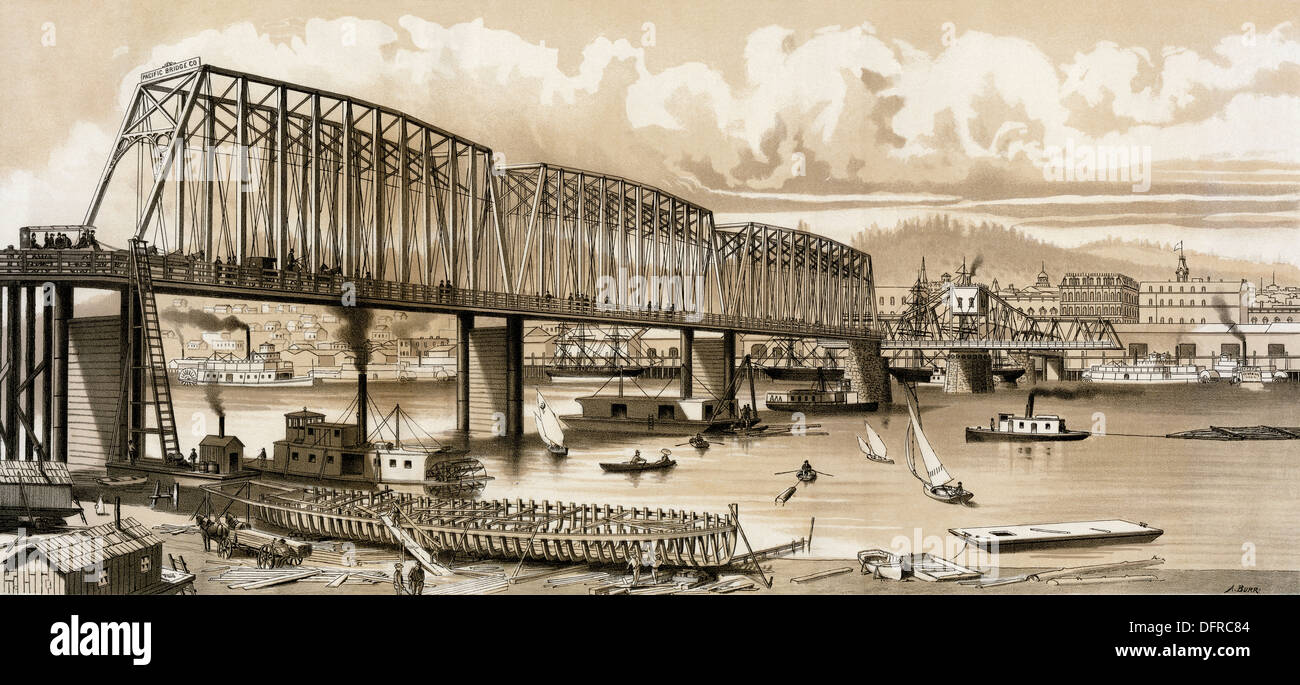 New Bridge across the Willamette River at Portland, Oregon, 1880s ...
