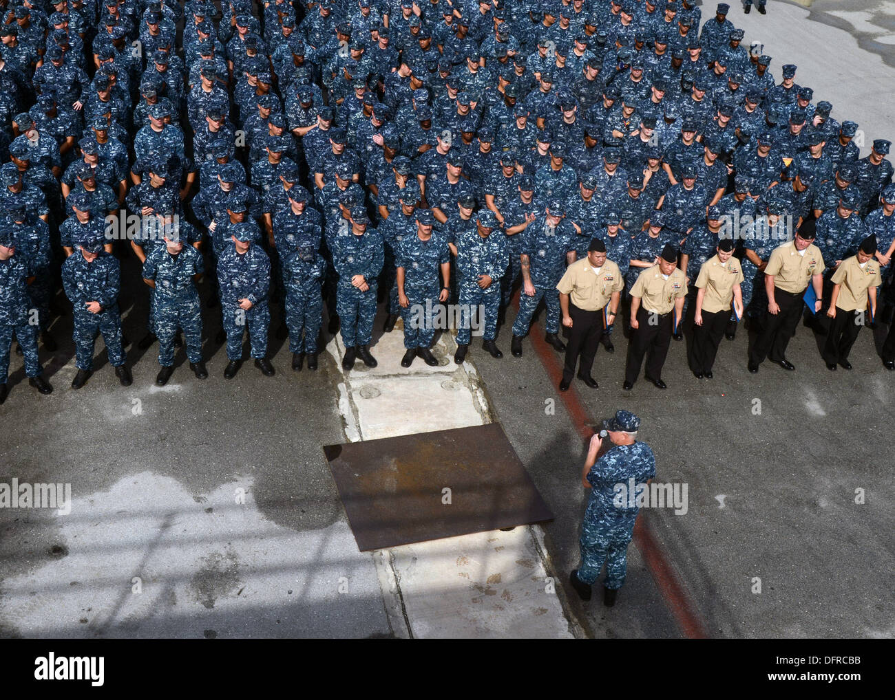 Capt. Pete Hildreth, commanding officer of the submarine tender USS ...