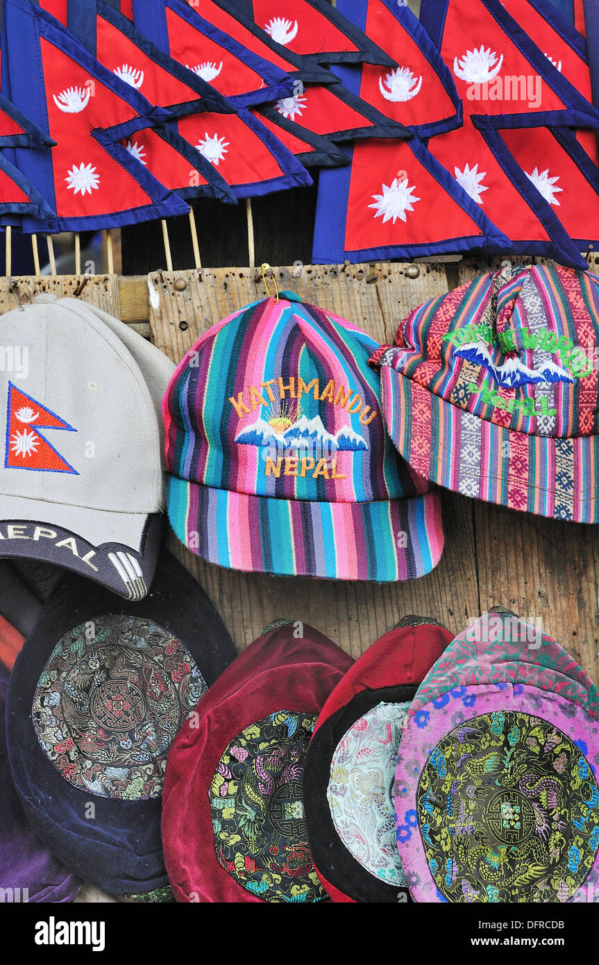 Nepali cap at the shop in Durbar square Stock Photo - Alamy