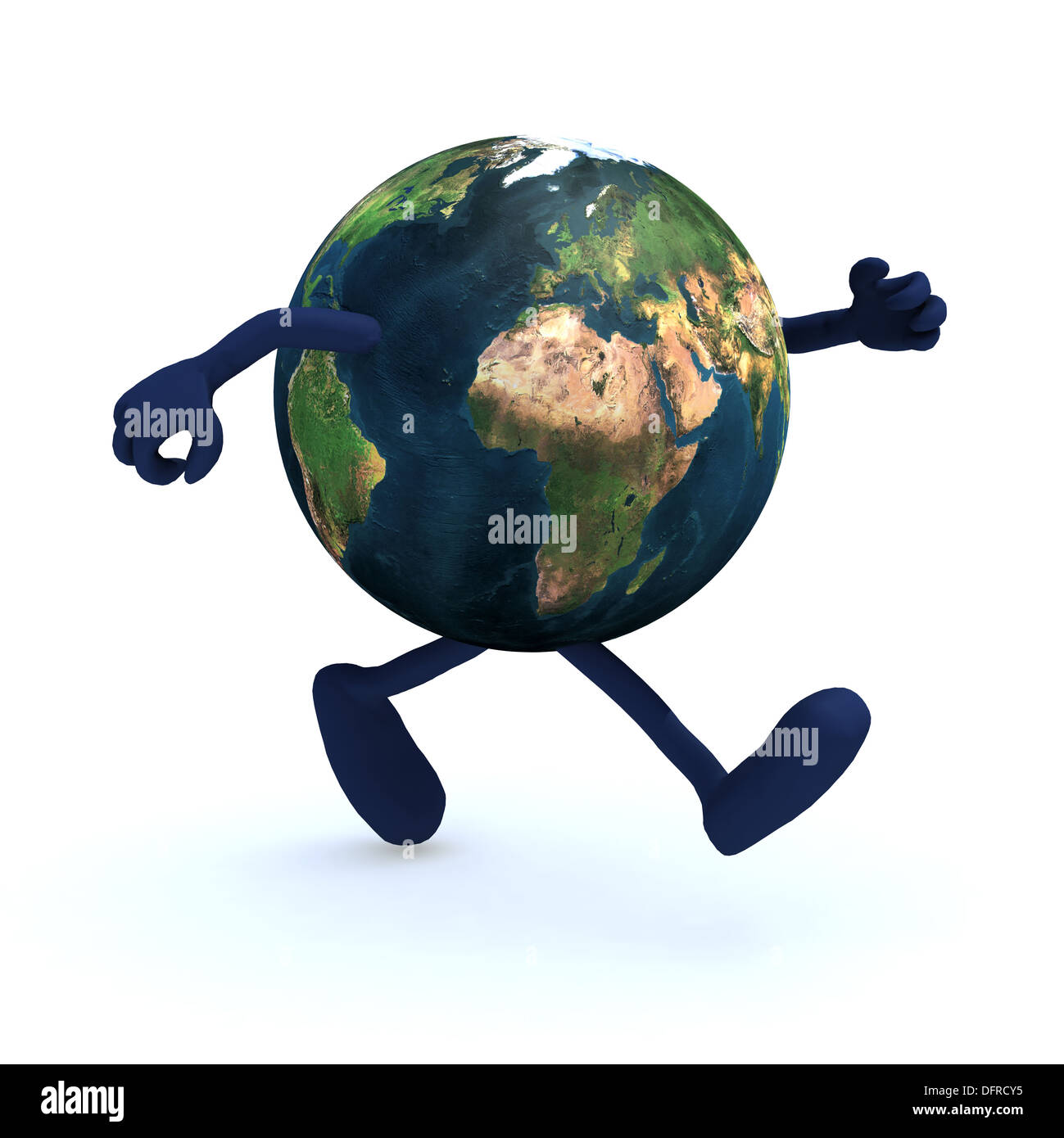 earth with arms and legs running, 3d illustration Stock Photo - Alamy
