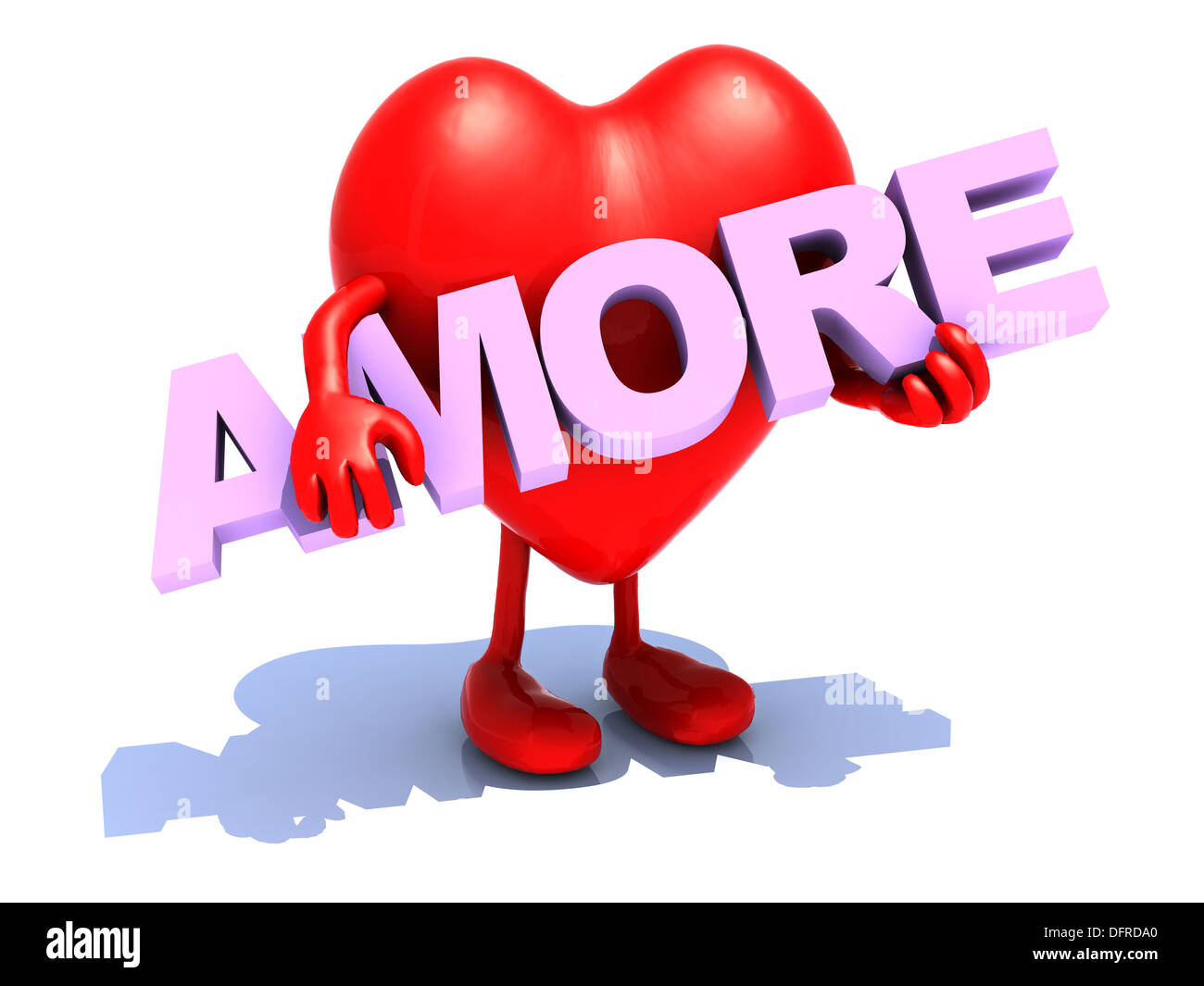 heart with arts that embraces a word "amore", 3d illustration Stock ...