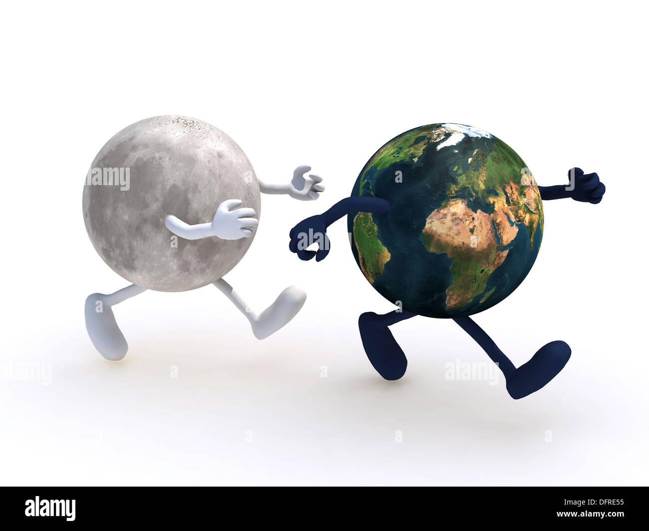 the moon running towards the planet earth, 3d illustration Stock Photo ...