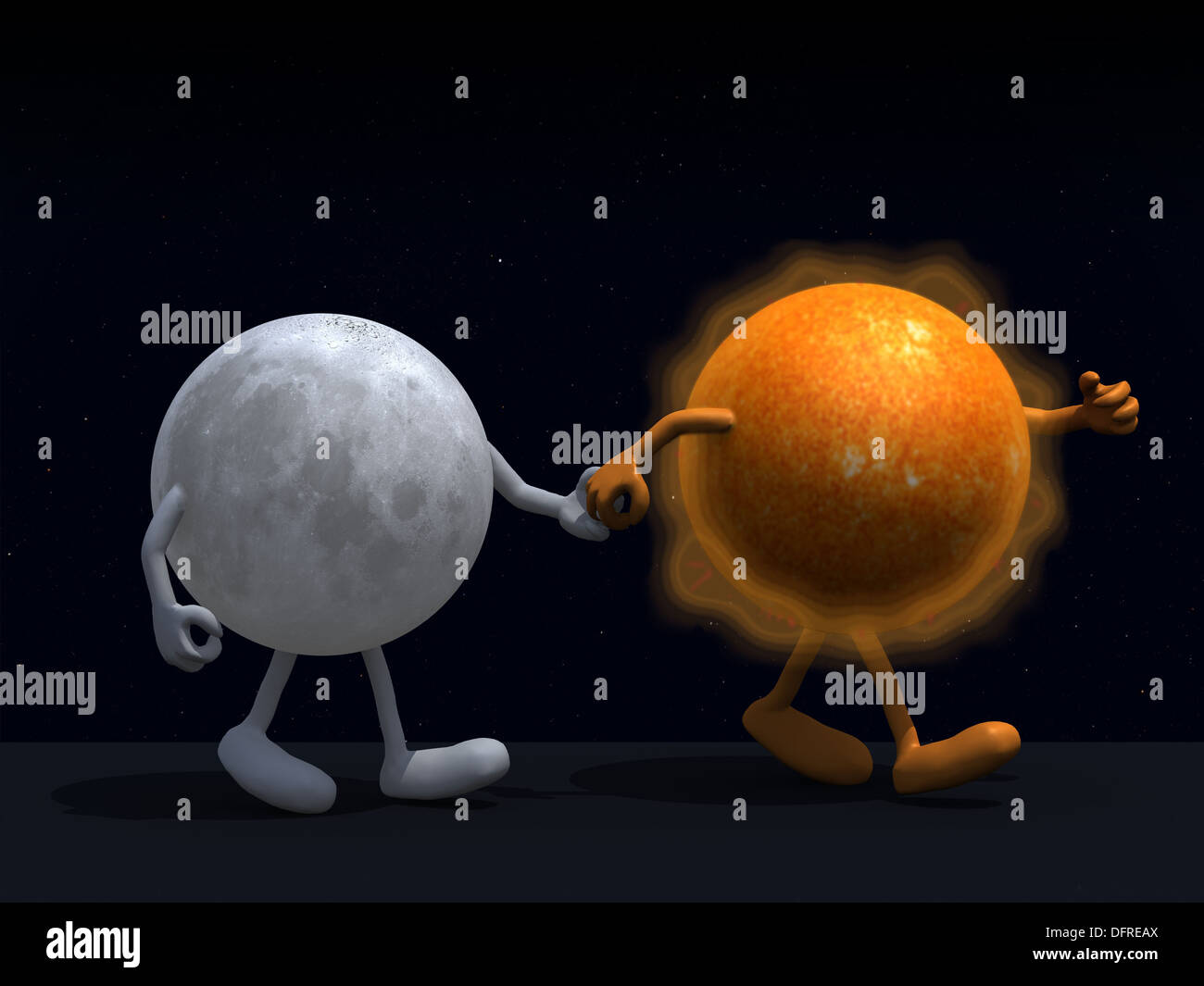 Sun cartoon moon hi-res stock photography and images - Alamy