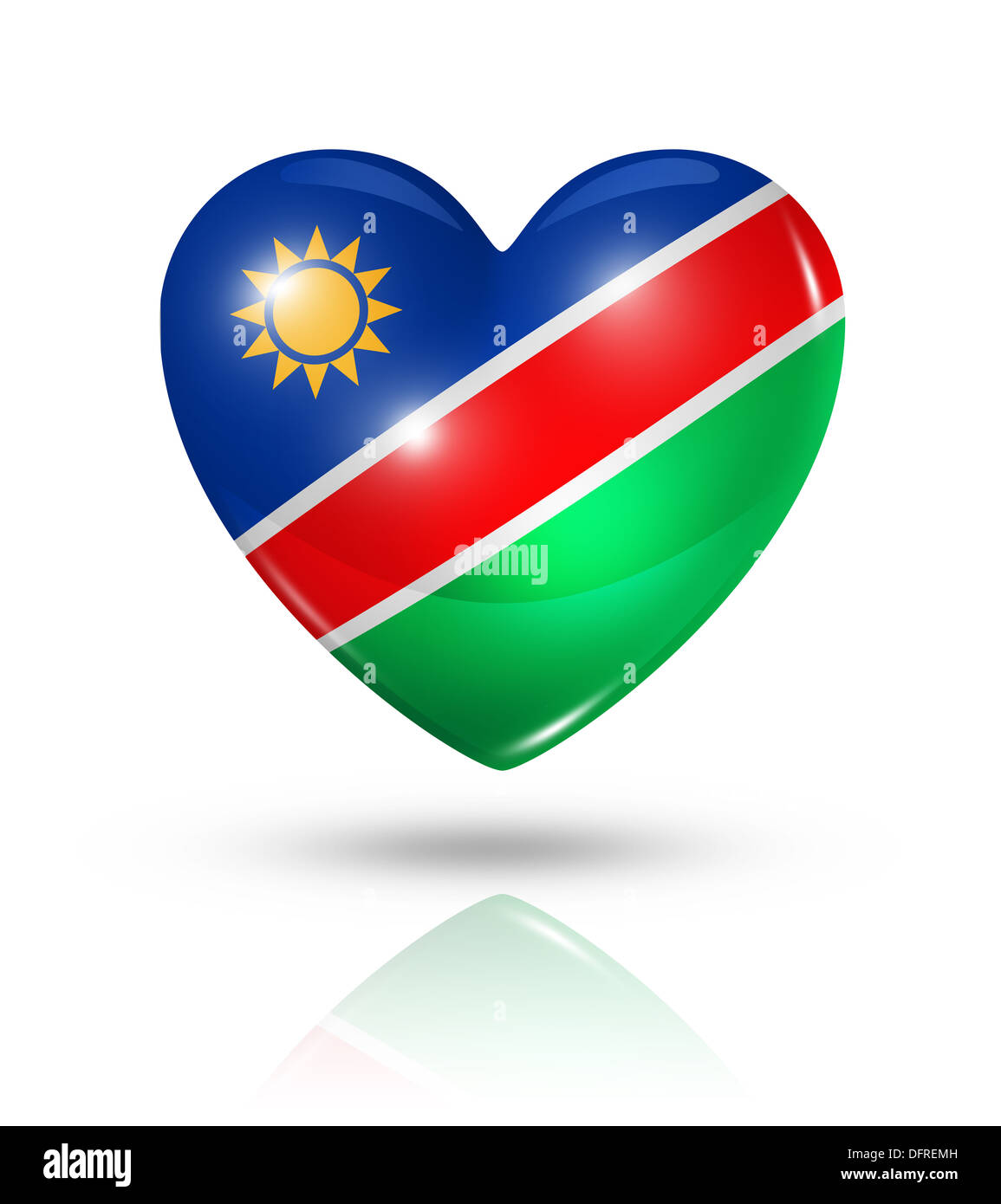 Love Namibia symbol. 3D heart flag icon isolated on white with clipping ...