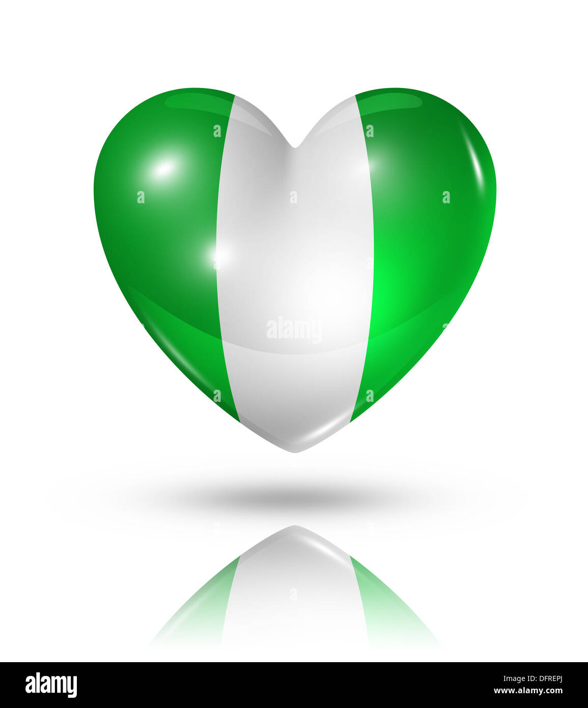 Love Nigeria symbol. 3D heart flag icon isolated on white with clipping ...