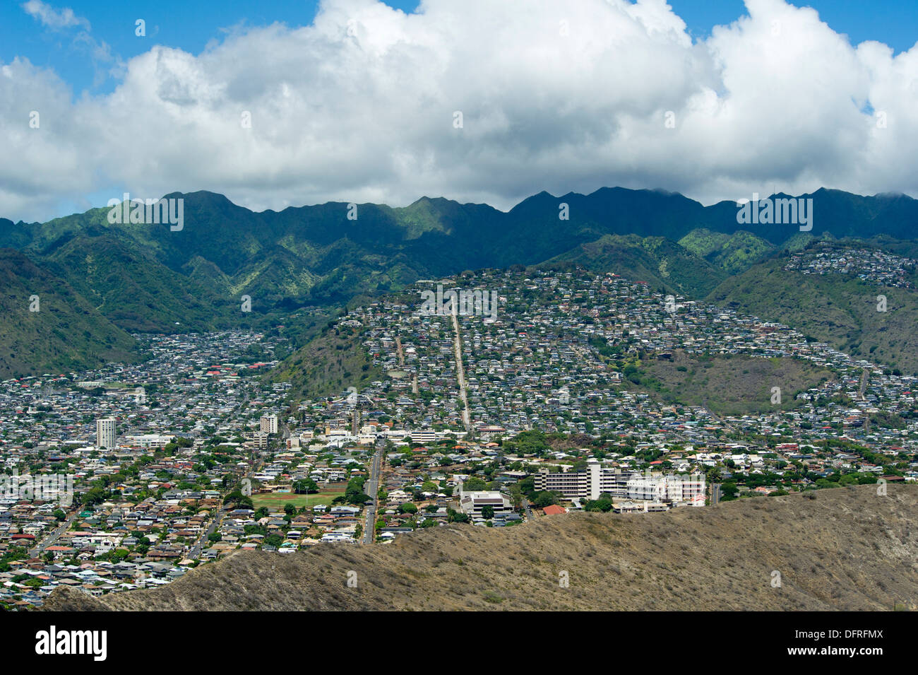 View of Honolulu suburbs from Diamond Head mountain Stock Photo - Alamy