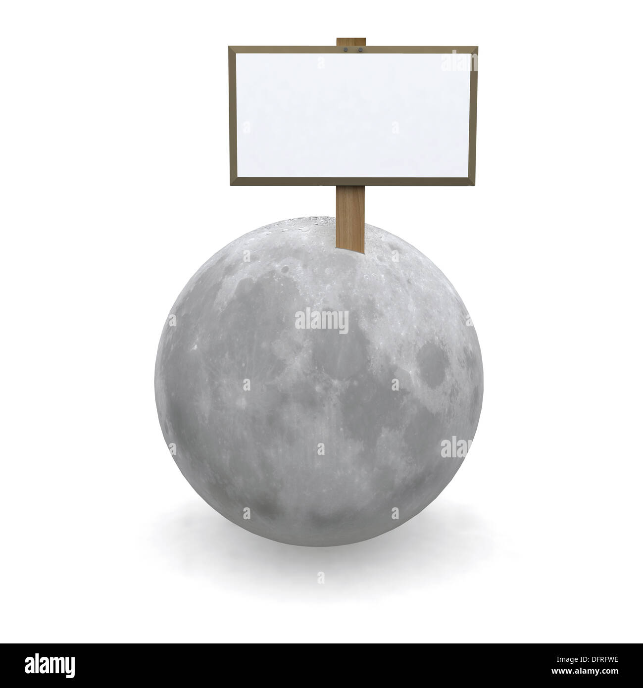 moon with blank board on white background, 3d illustration Stock Photo ...