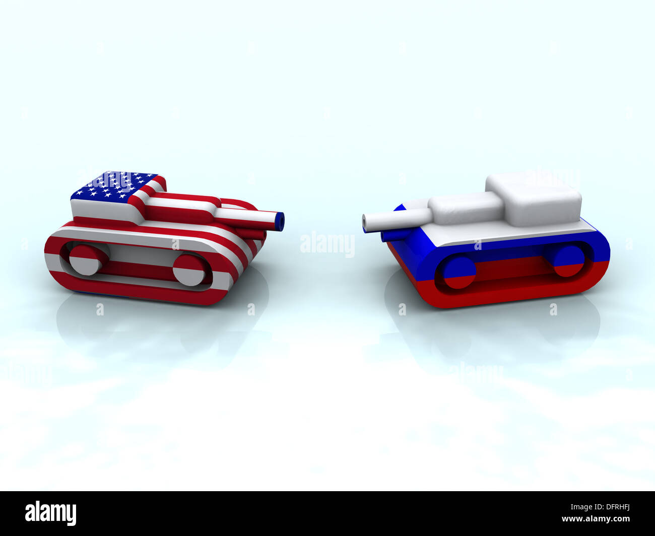 toy plastik tank, with usa/russia flag Stock Photo - Alamy