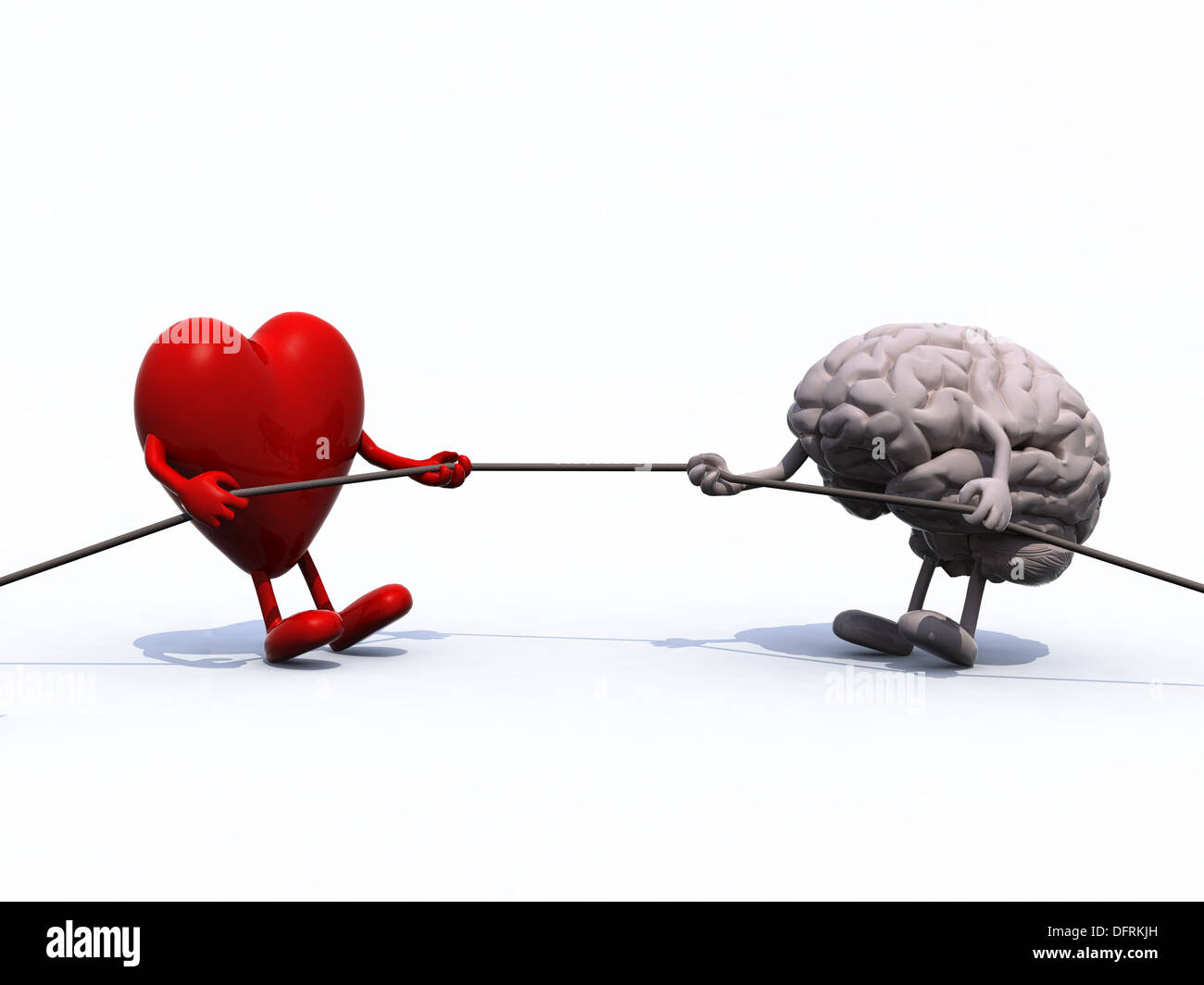 heart and brain tug of war rope, 3d illustration Stock Photo - Alamy