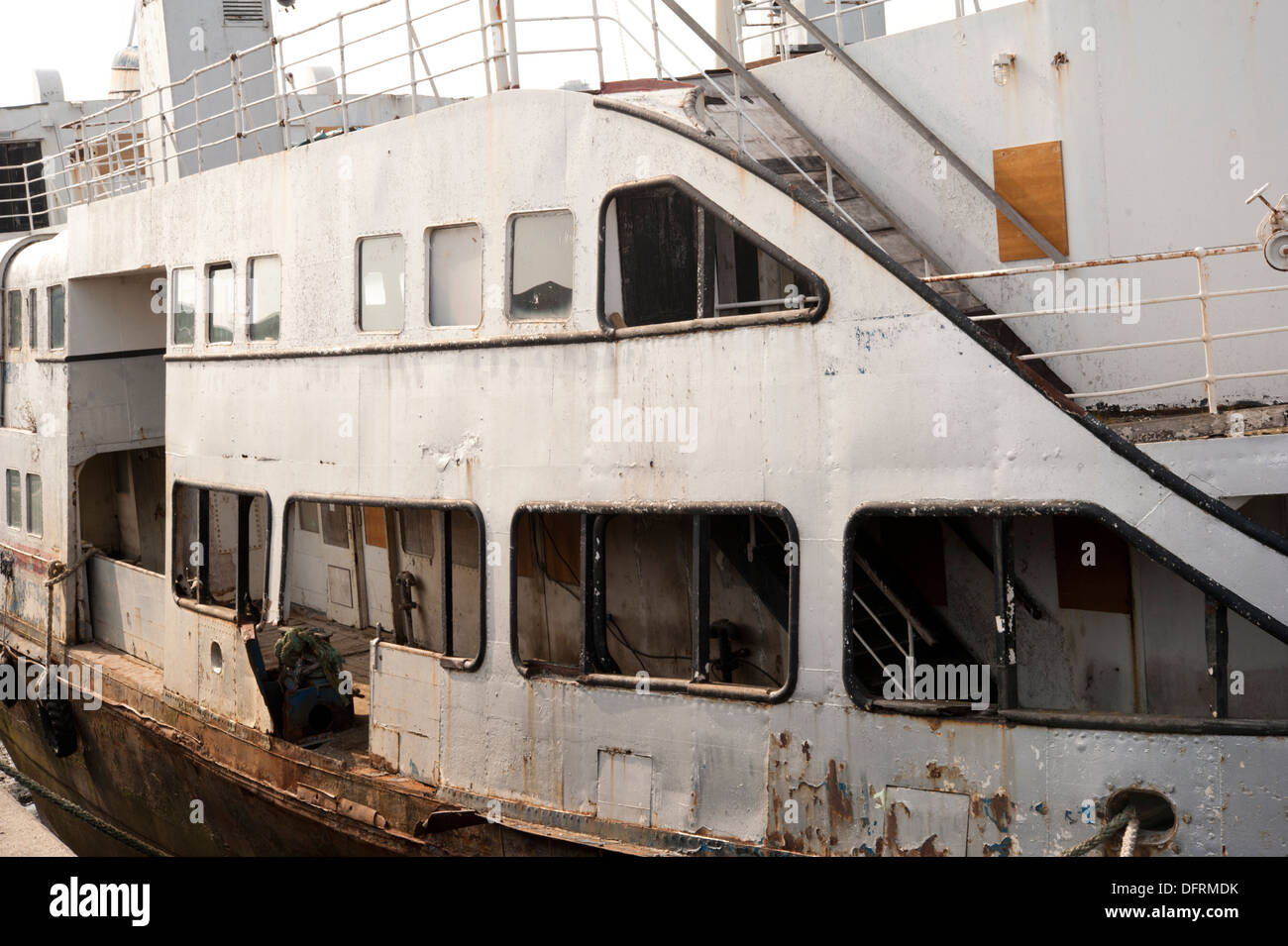 Old ship, Royal Iris, moored in the River Thames, Woolwich, London, UK ...