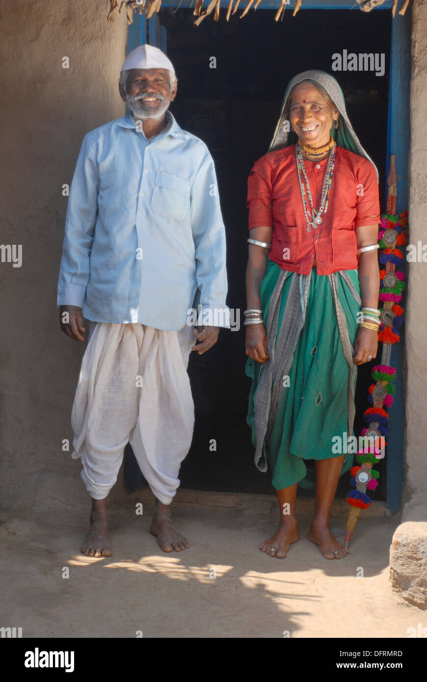 Close up of Bareli tribal couple. Rural faces of India Stock Photo - Alamy
