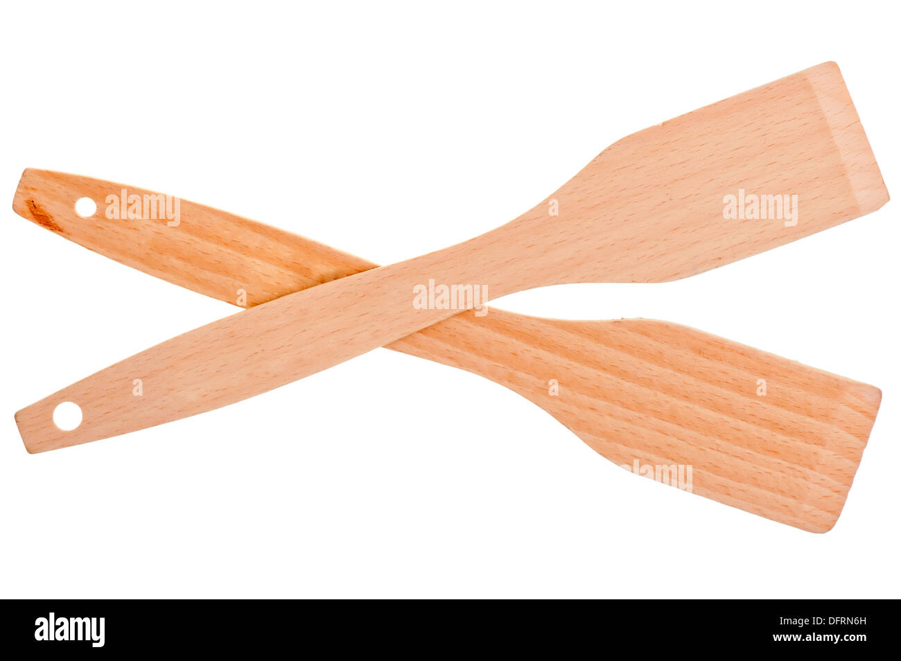 Two spatula for stirring food made from wood Stock Photo - Alamy