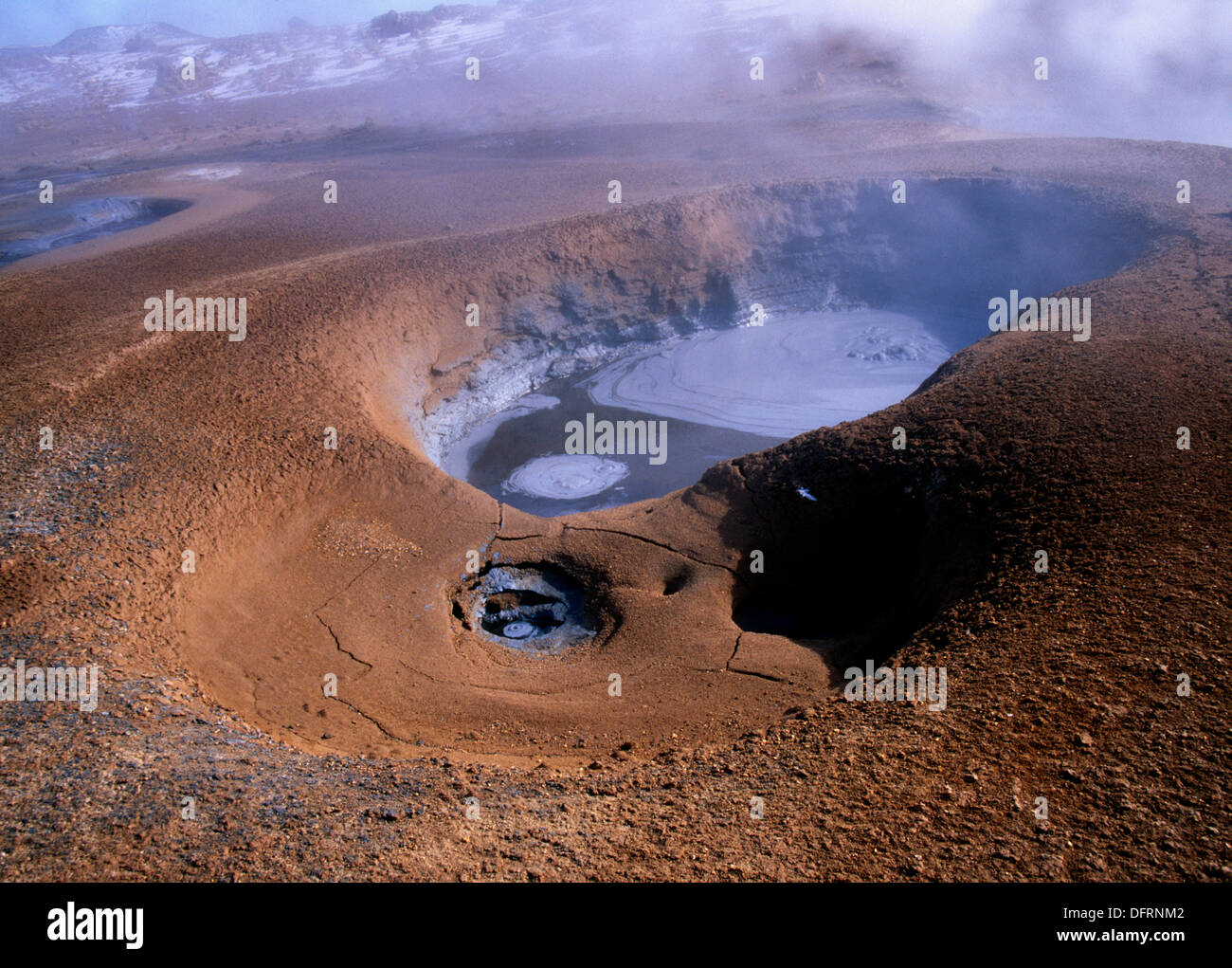 Bubbling boiling hot Mud pools, Hverarond Geothermal area, near Krafla ...