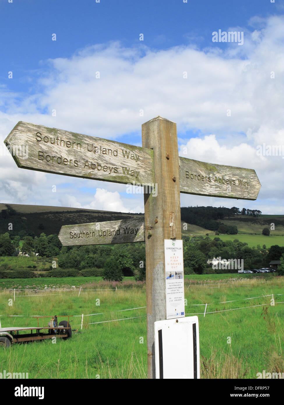 Wooden Signpost for the Borders Abbeys Way & The Southern Upland Way ...