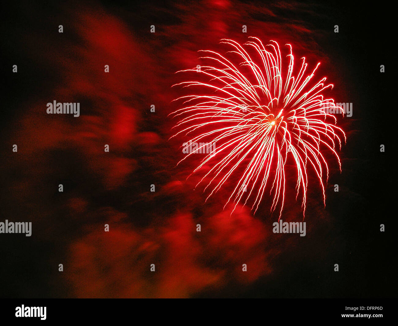 Firework exploding into the night sky Stock Photo - Alamy