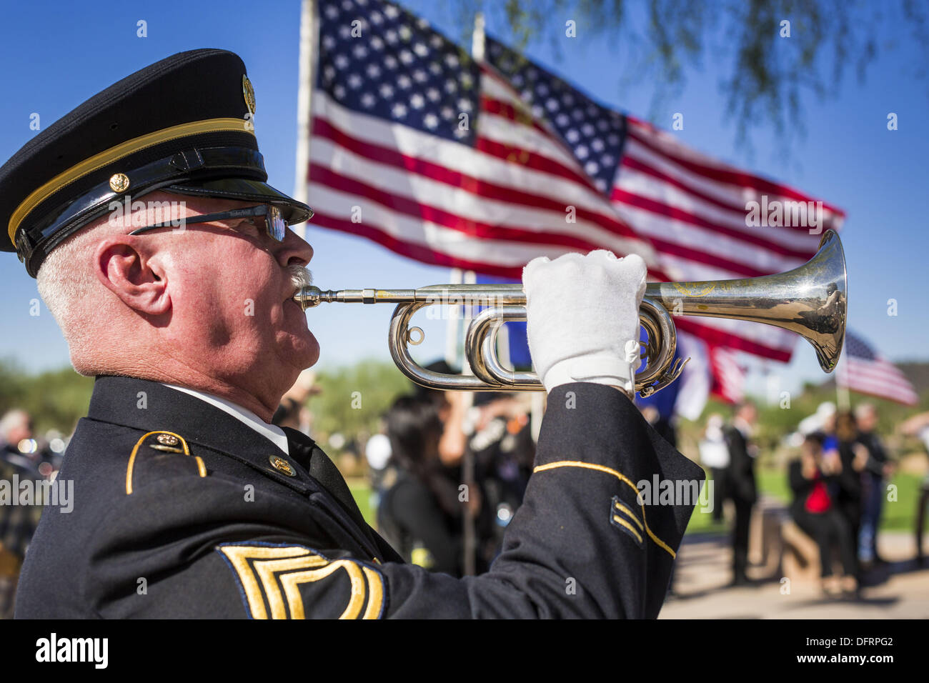 Phoenix, Arizona, USA. 8th Oct, 2013. A bugle player performs Taps ...