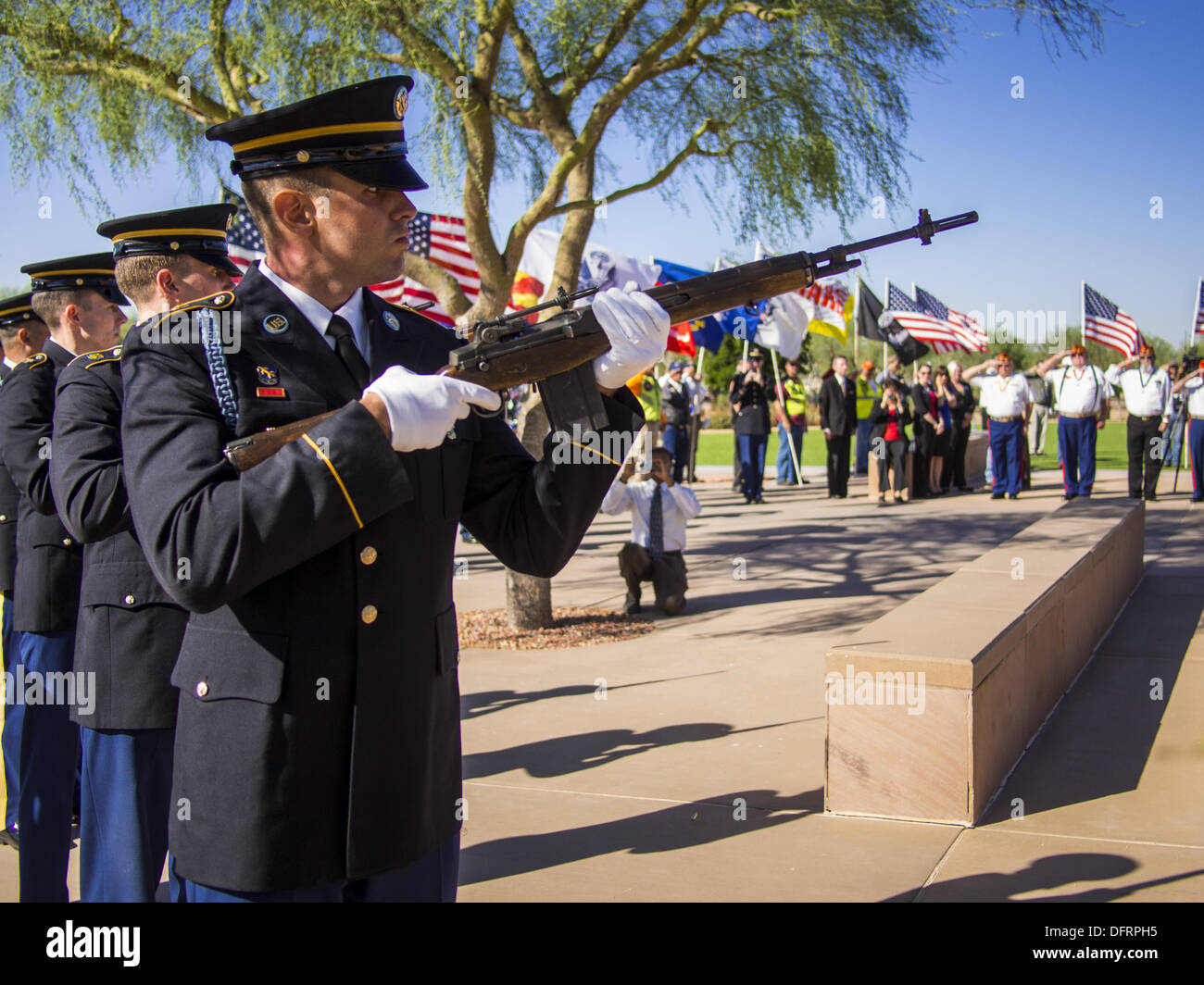 Phoenix, Arizona, USA. 8th Oct, 2013. A US Army rifle salute at a ...