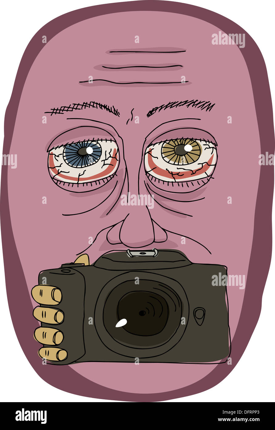 Abstract man with camera in front of mouth Stock Photo - Alamy