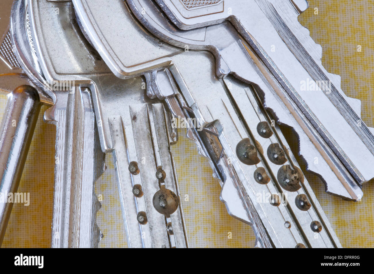 Detail of a set of silver keys Stock Photo - Alamy