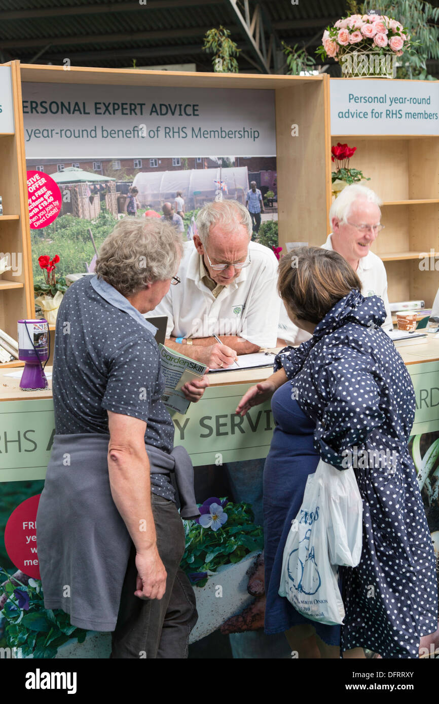 RHS advice stand at Malvern garden show, Worcestershire, England, UK ...