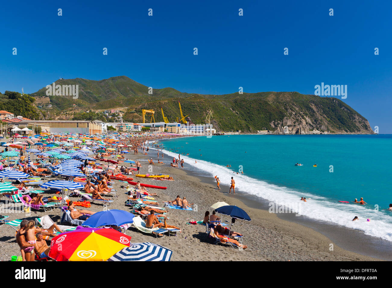Beach at Riva Trigoso, Province of Genoa, Liguria, Italy Stock Photo ...