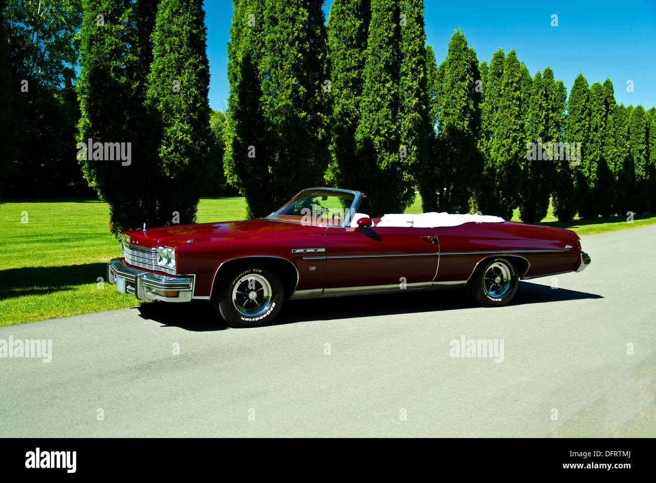 1975 Buick Le Sabre Custom Convertible red on pavement Stock Photo - Alamy