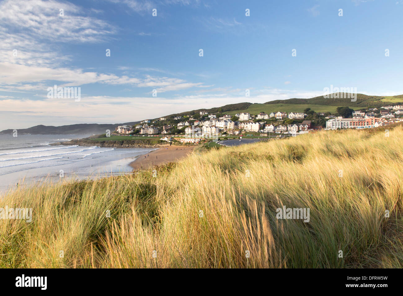 Woolacombe Bay from its sand dunes, Devon, England, UK Stock Photo - Alamy