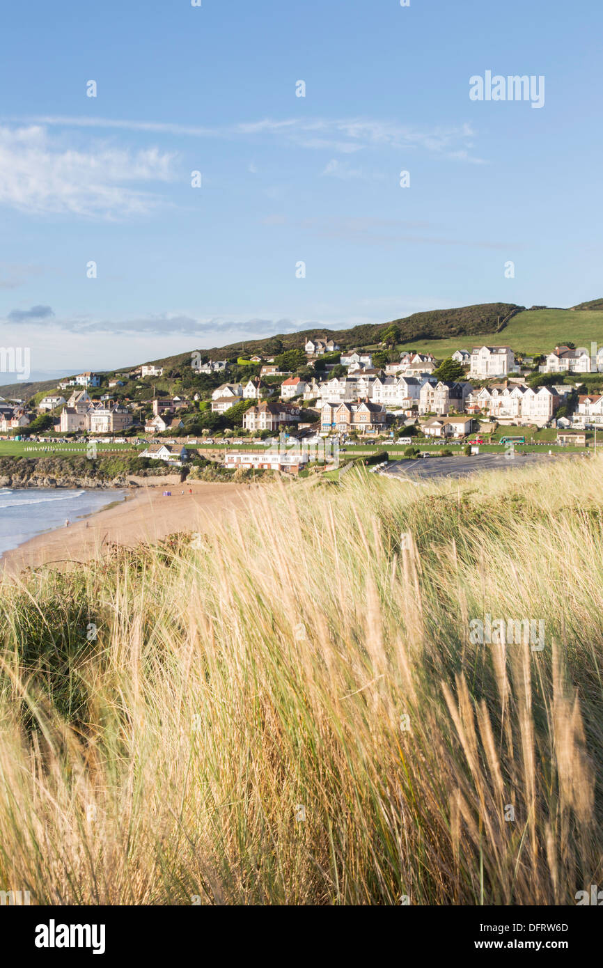 Woolacombe Bay from its sand dunes, Devon, England, UK Stock Photo - Alamy