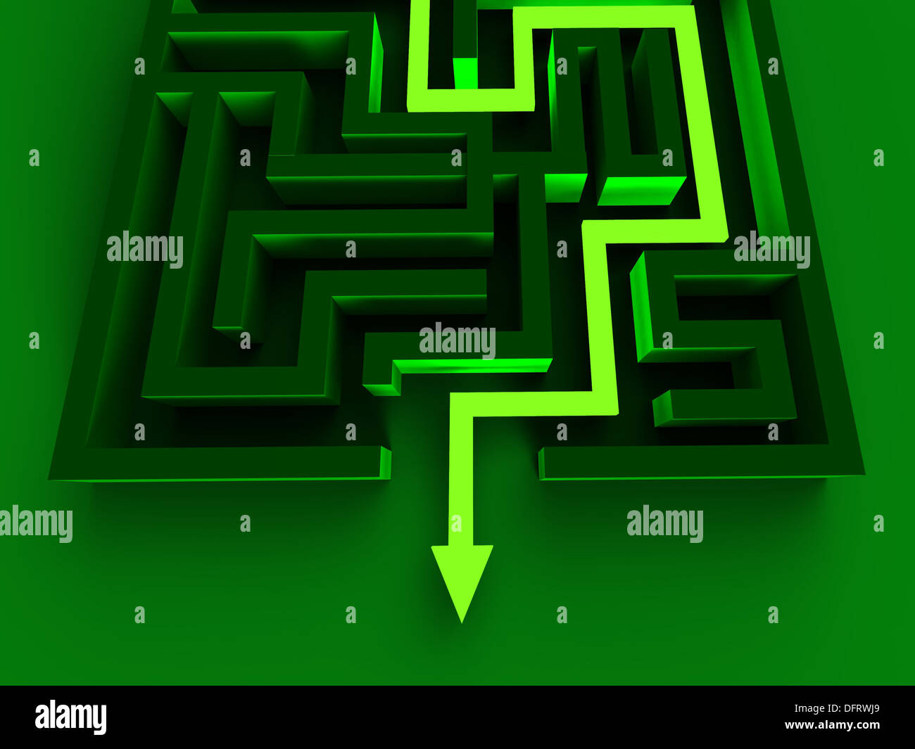 Solving Maze Shows Puzzle Way Out Strategy Stock Photo - Alamy
