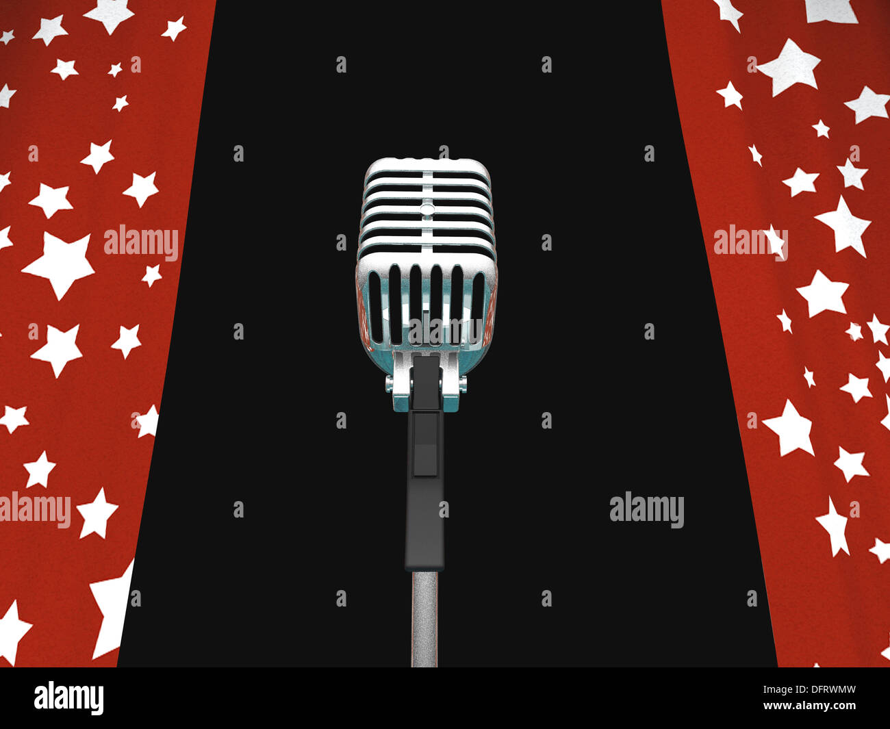 Microphone And Curtains Showing Concerts Or Talent Competition Stock ...