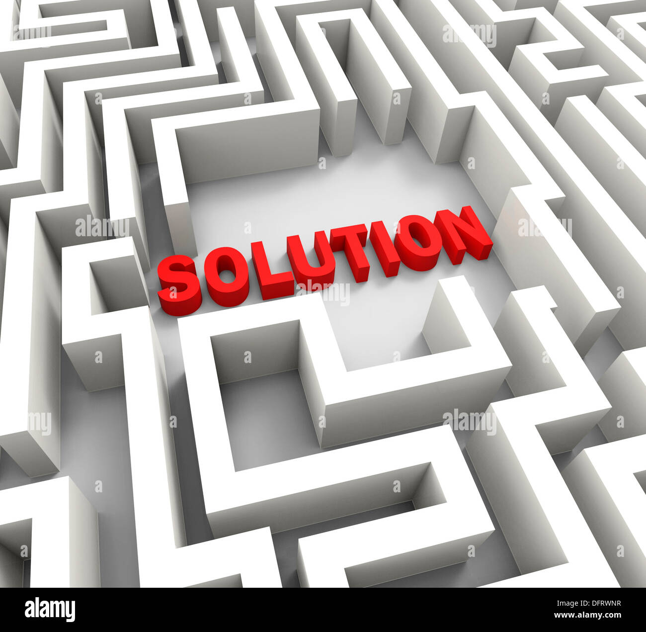 Solution In Maze Showing Puzzle Solved Or Success Stock Photo - Alamy