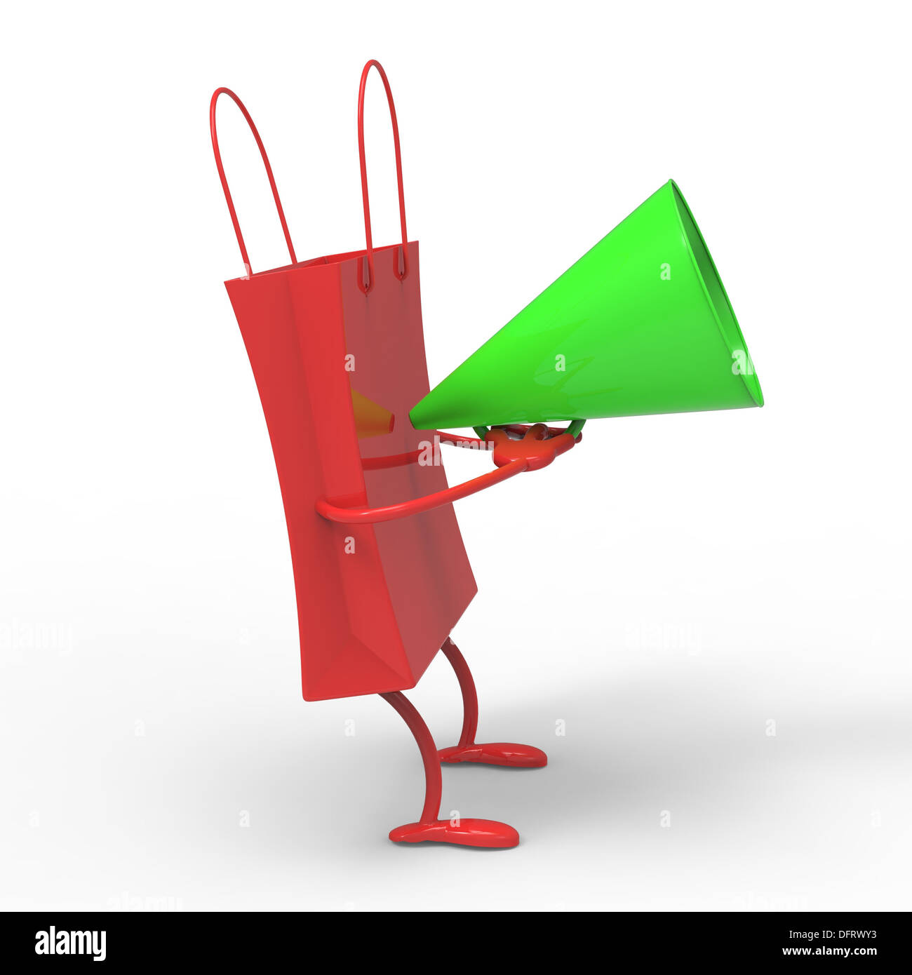 Shopping Bag With Megaphone Shows Retail Sale Announcement Stock Photo ...
