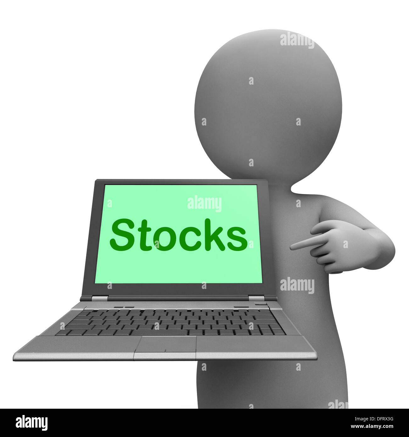 Stocks Laptop Showing Dow Investment And Stock Market Stock Photo - Alamy