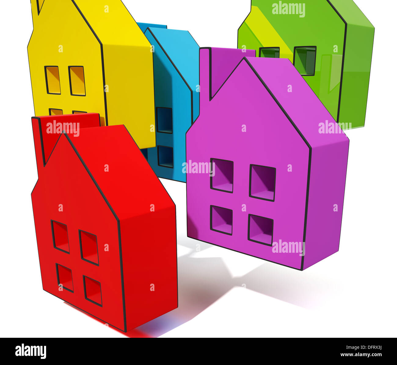 House Symbols Shows Houses Or Homes For Sale Stock Photo - Alamy