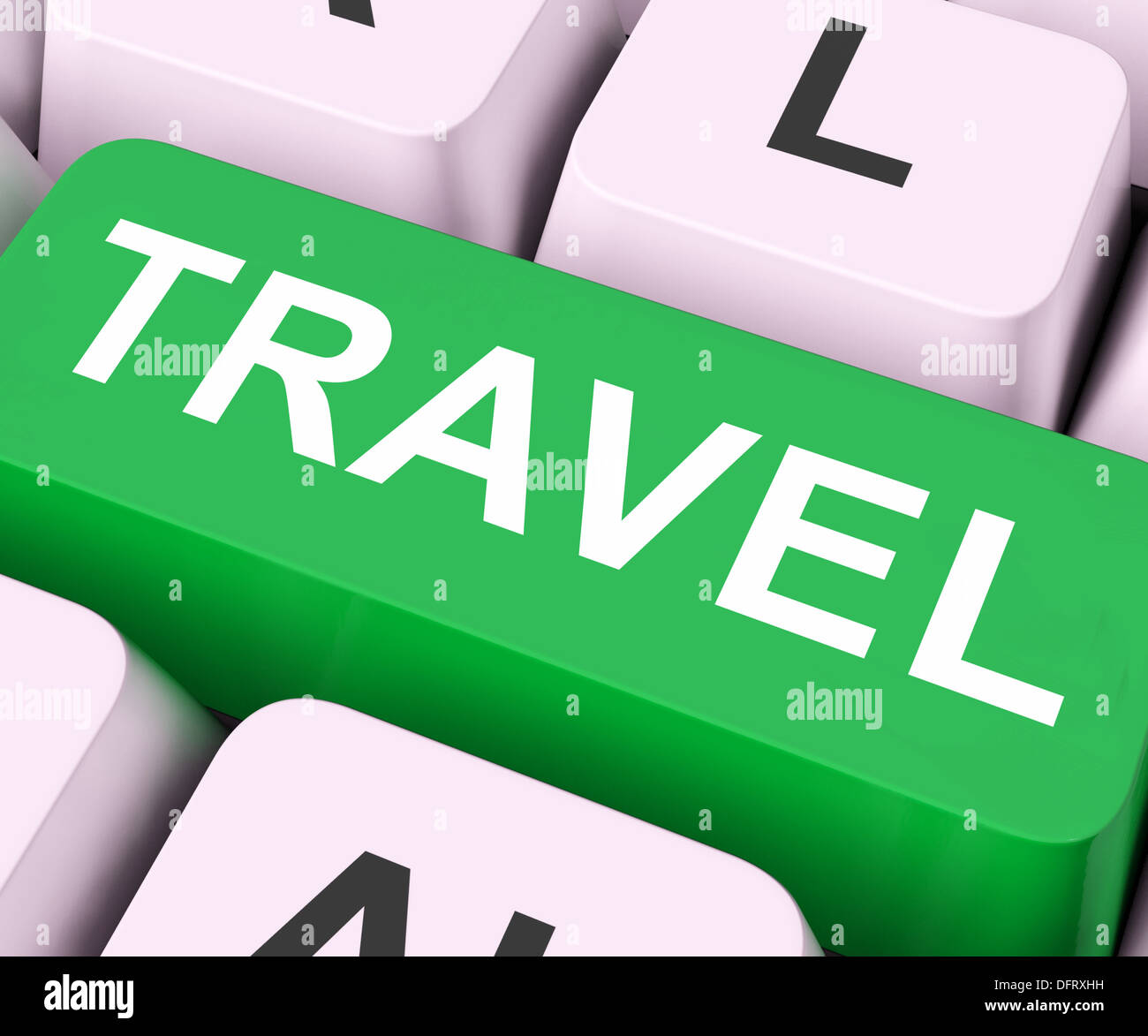Travel Key On Keyboard Meaning Explore trip Or Journeys Stock Photo - Alamy