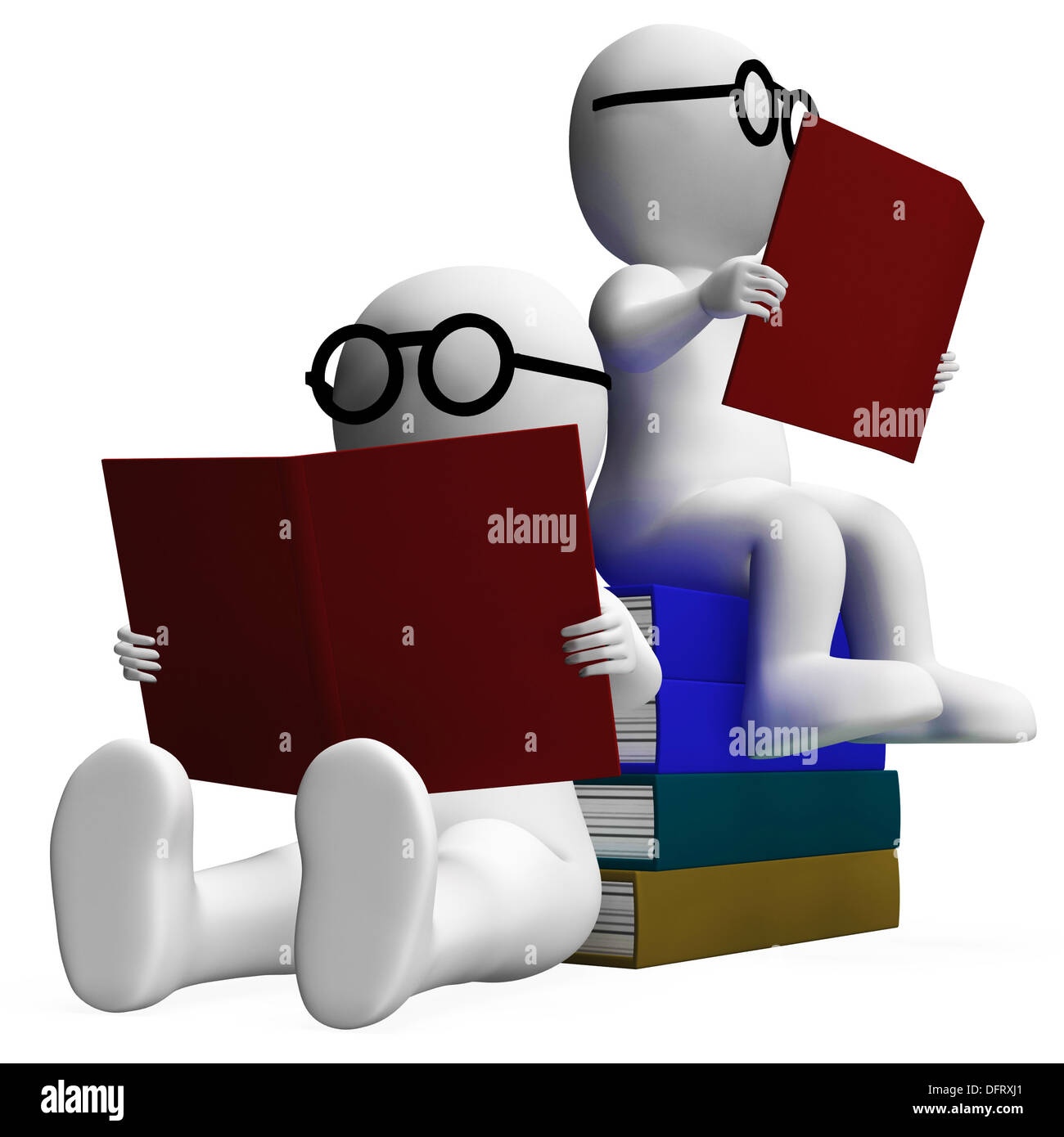 Students Reading Books Showing Academic And Studying Stock Photo - Alamy