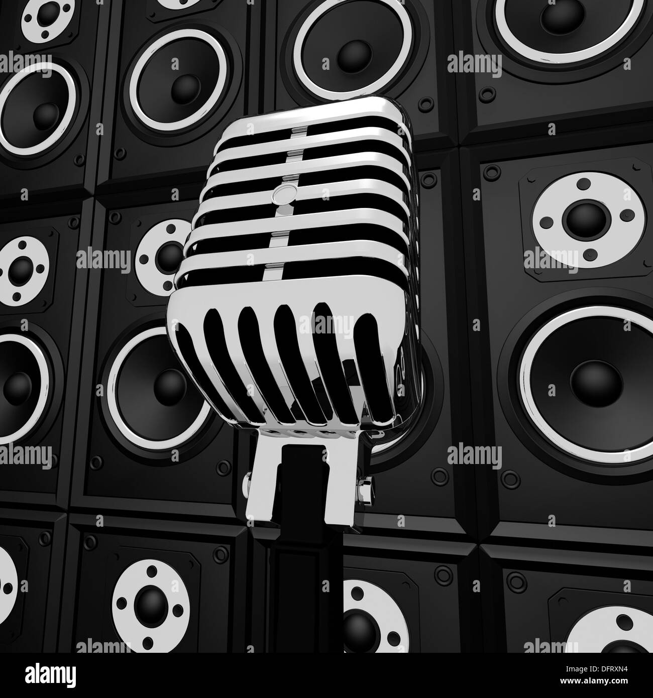 Microphone And Loud Speakers Showing Music Industry Concert Or ...