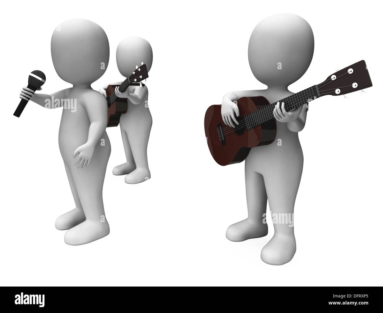 Singer And Guitar Players Showing Stage Band Concerts Or Performing ...