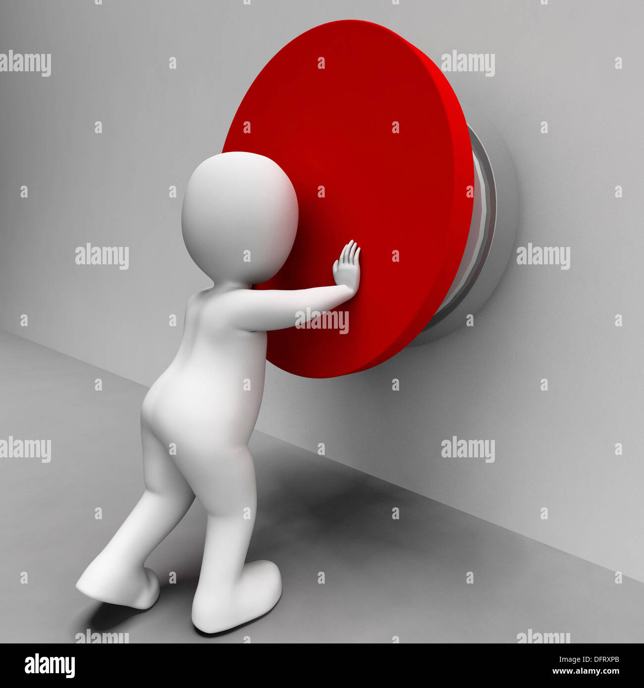 Man Pushing Button Shows Controlling Or Panic Stock Photo - Alamy