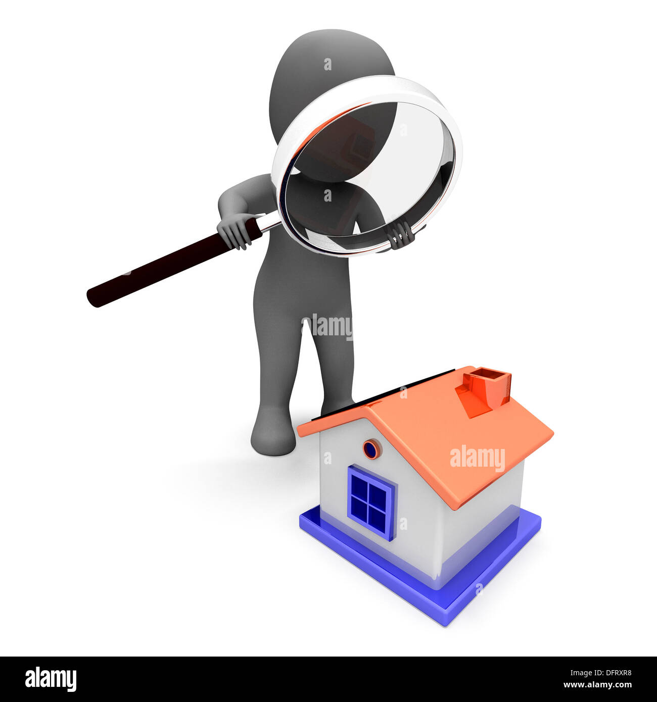 House Character Showing Search Or Look For House Stock Photo - Alamy