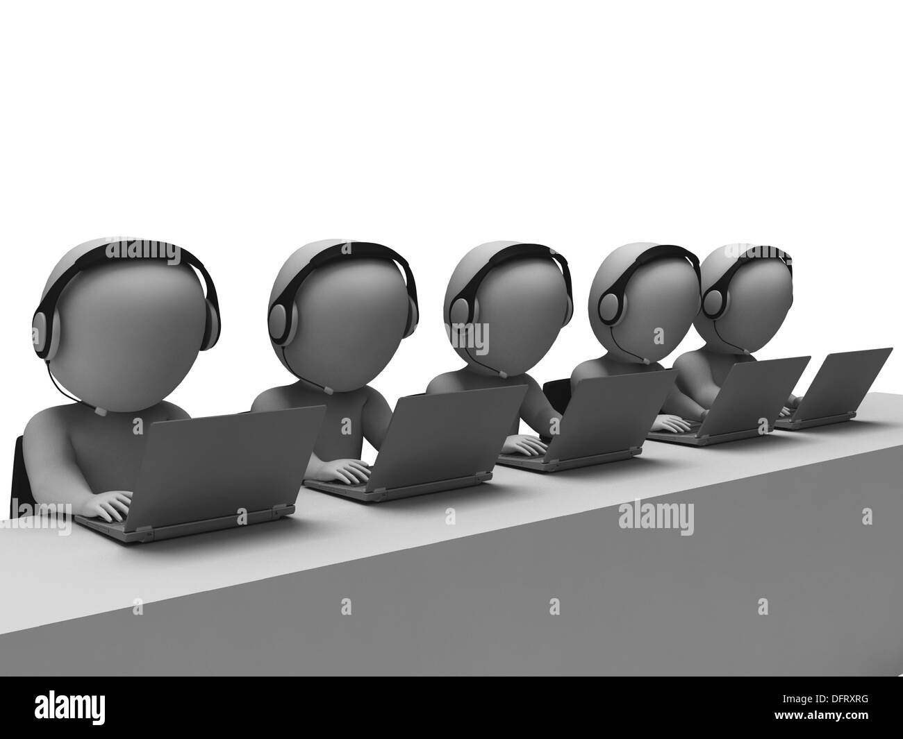 Helpdesk Hotline Operators Showing Call Center And Service Stock Photo ...