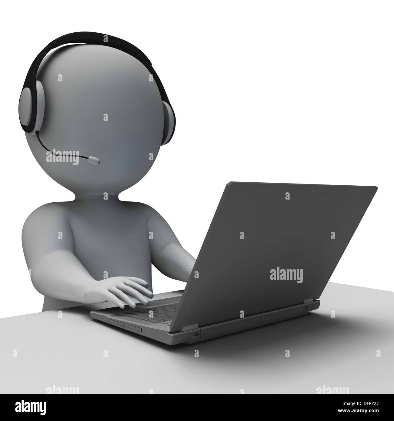 Helpdesk Hotline Operator Showing Call Center And Service Stock Photo ...