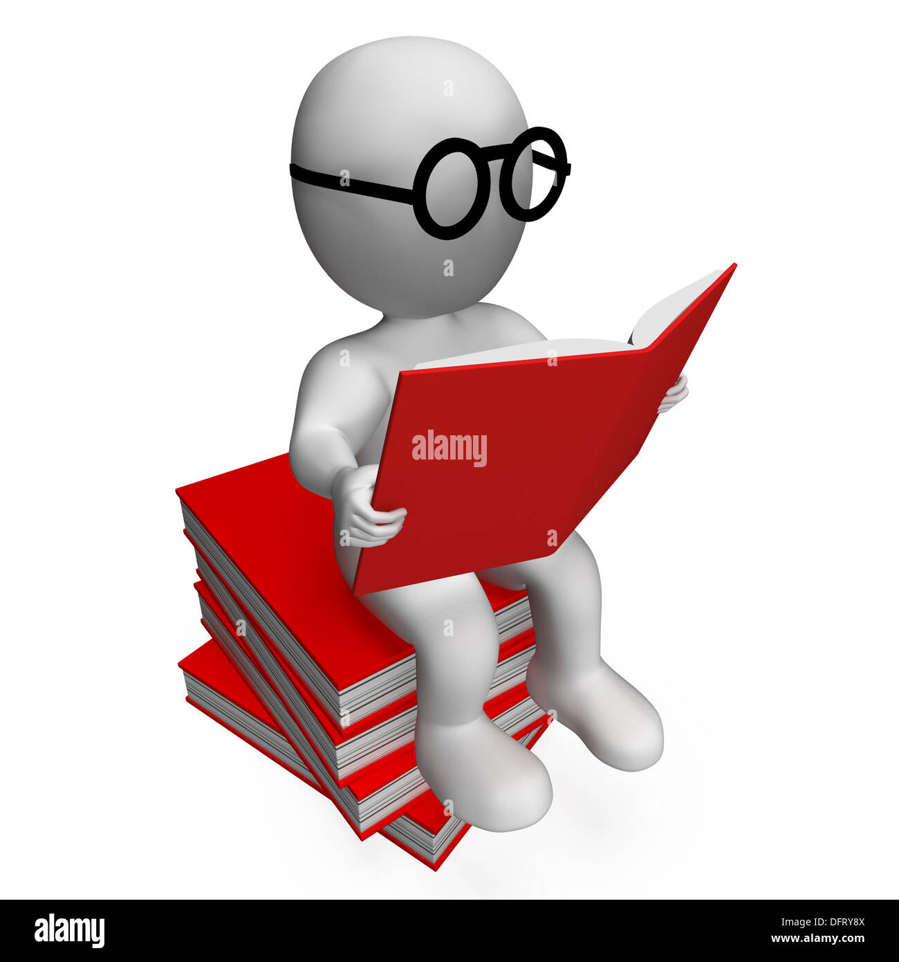 Student Reading Books Showing Studious And Studying Stock Photo - Alamy