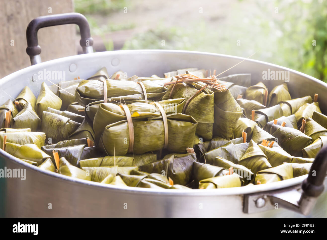 Khao tom mad is a Thai traditional dessert made from sticky rice ...
