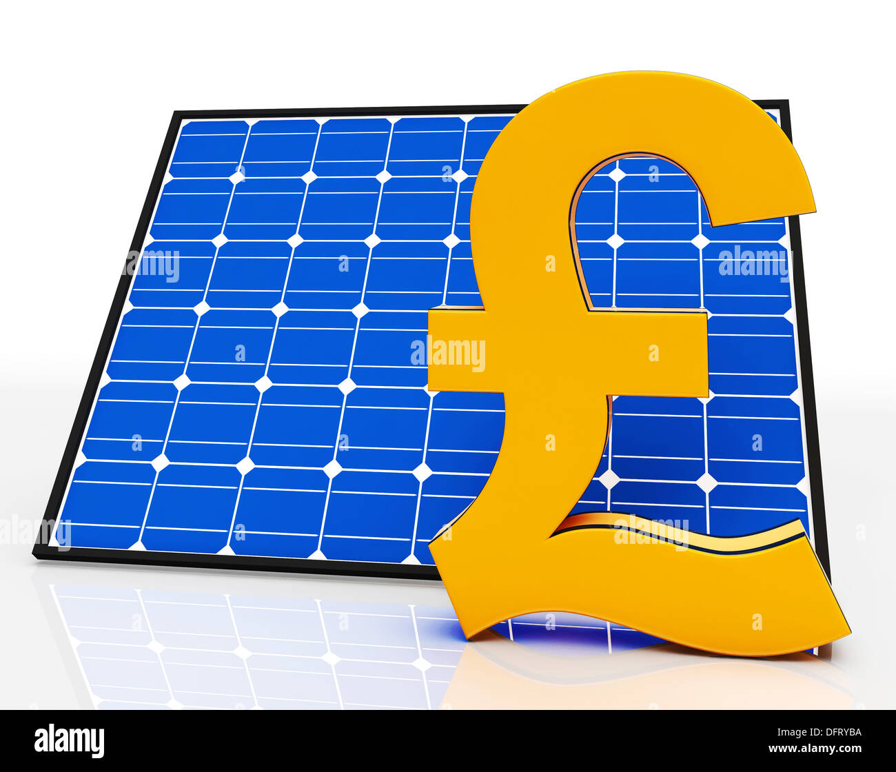 Solar Panel And Pound Sign Showing Saving Power Stock Photo - Alamy