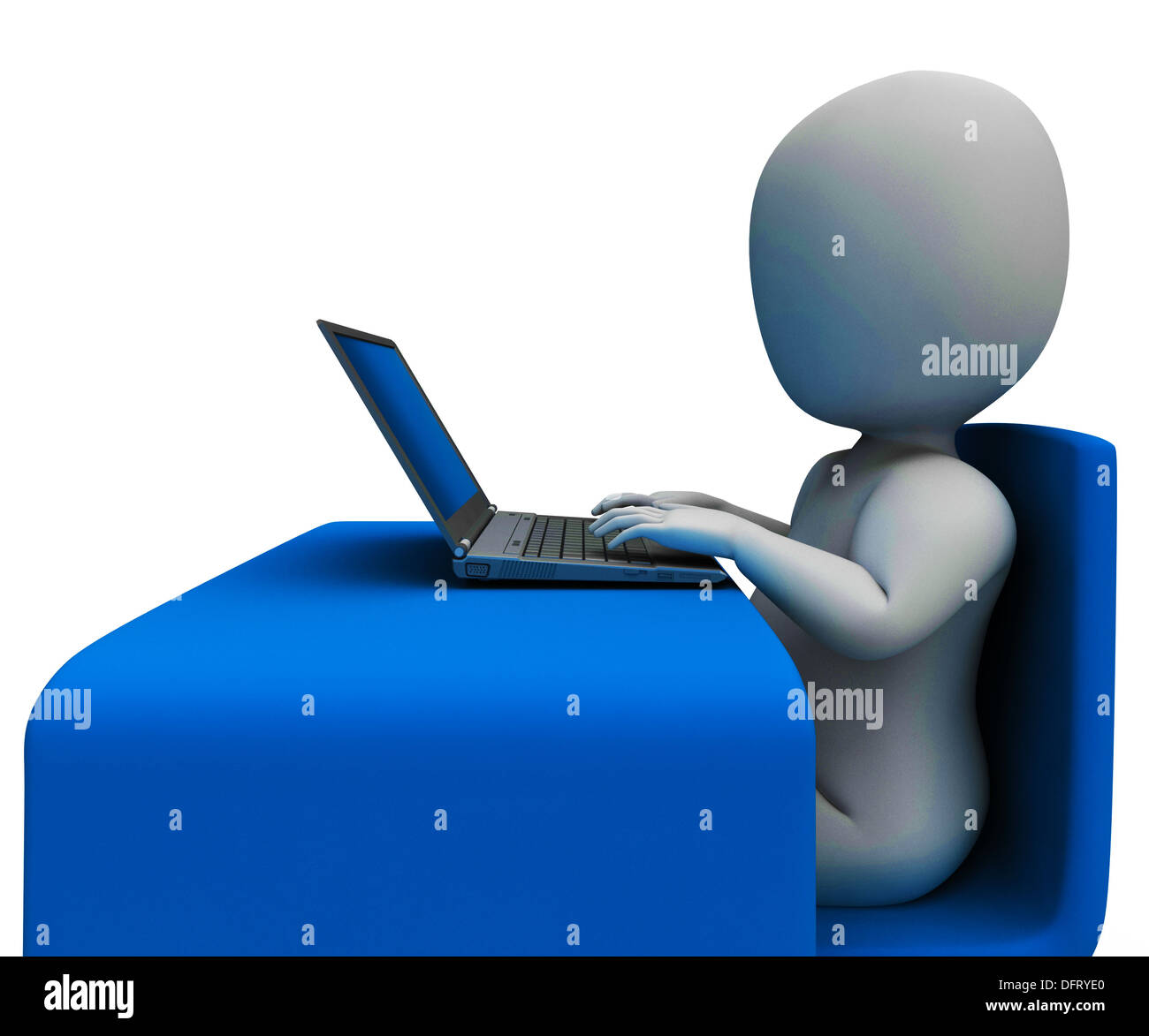 Office Worker And Computer Showing Typing And Technology Stock Photo ...