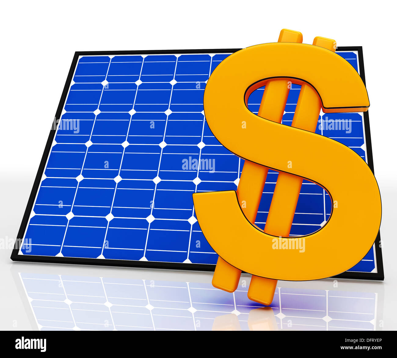 Solar Panel And Dollar Sign Showing Saving Energy Stock Photo - Alamy