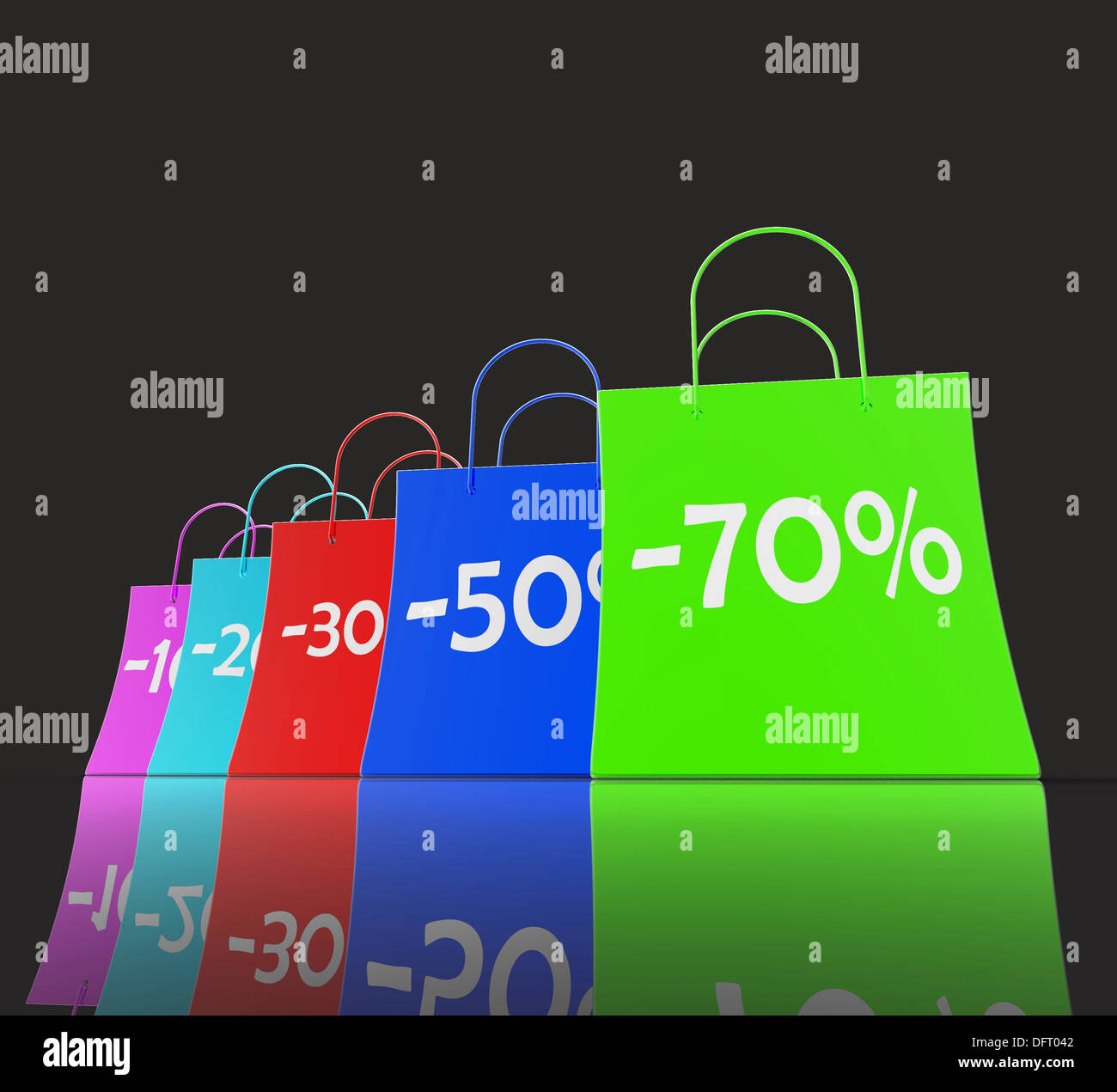 Percent Reduced On Shopping Bags Shows Bargains And Promotions Stock ...