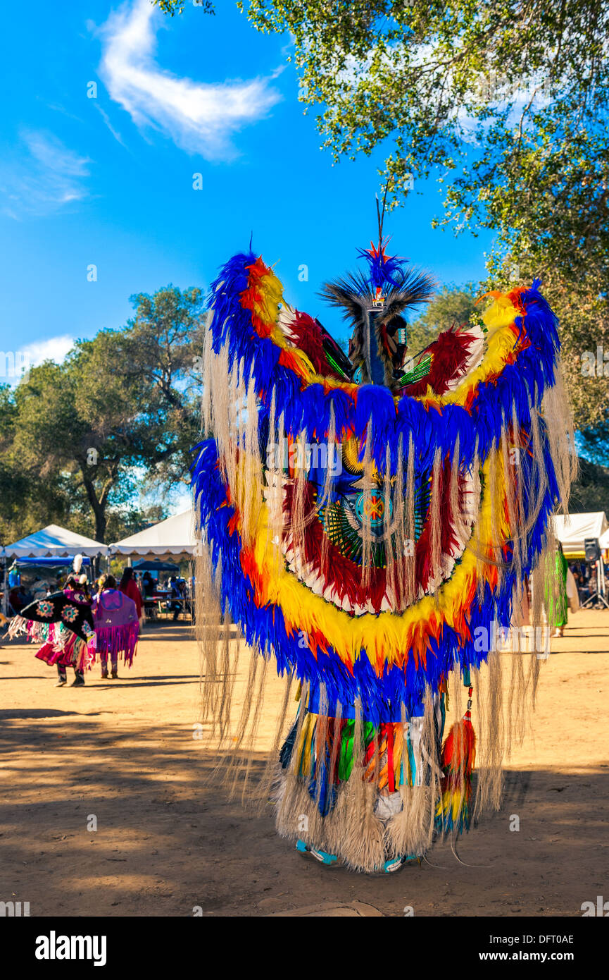 Chumash native American man with full regalia dance at the 2013 Inter ...