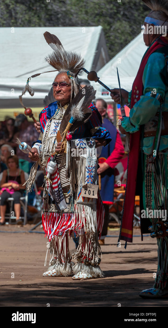 Chumash native American man, grass dancer, at the 2013 Tribal Pow Wow ...